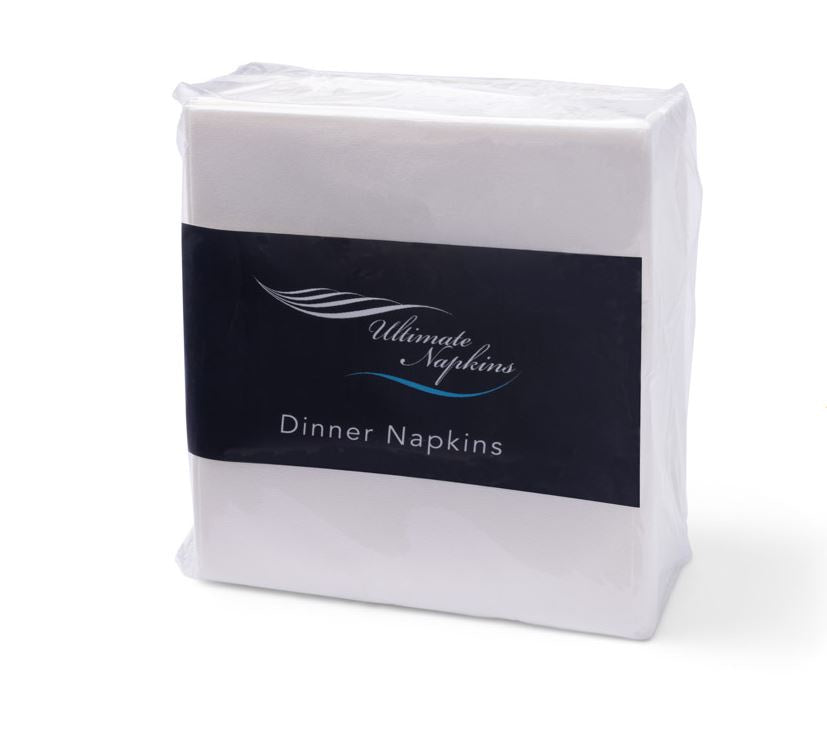 Deluxe Linen Look Dinner Napkins 1/4 Fold White (250 Napkins)